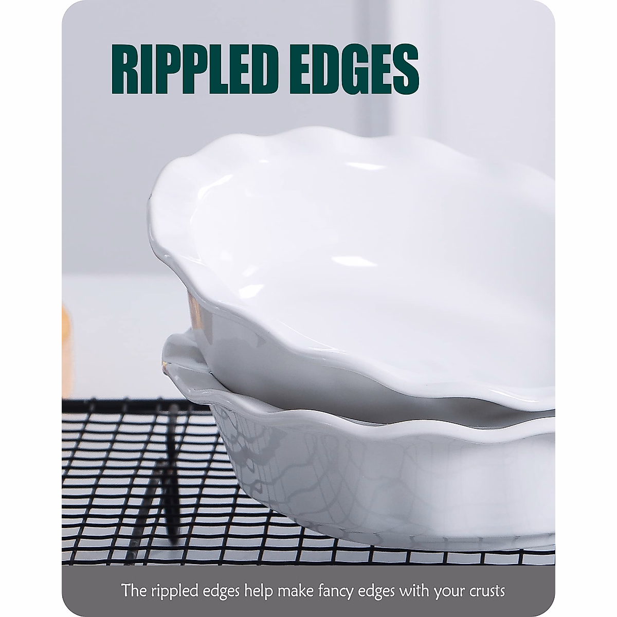 Lareina Mini Pans Set of 6, 6.5 Inch Individual Dish for Baking, 12 oz Small Ceramic Pie Plates for Chicken Pot Pie, Microwave and Dishwasher Safe, Christmas Gifts for Women, White