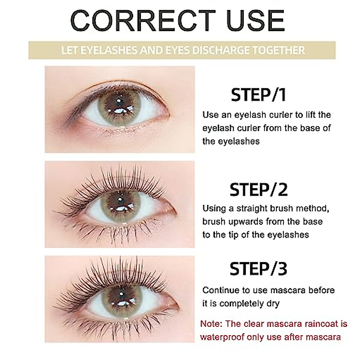 Rosarden Thrive Mascara Primer, Telescopic Waterproof Clear Mascara, Eyelash Primer Before Natural Smudge Proof Eyebrow Raincoat, Defining & Curling Topcoat, No Clumping Lash 0.0353 Ounce, 1Pack