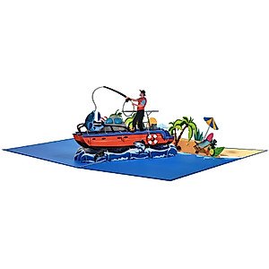 GREETING ART Fishing Pop-Up Greeting Card, Ideal for Father's Day, Birthday, Retirement, Fisherman Gift
