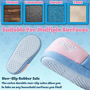 Bluey Shoes Kids Slippers Girls 3D Non-Slip Children Warm Slippers Boys Girls, (Blue/Pink, 12.5)