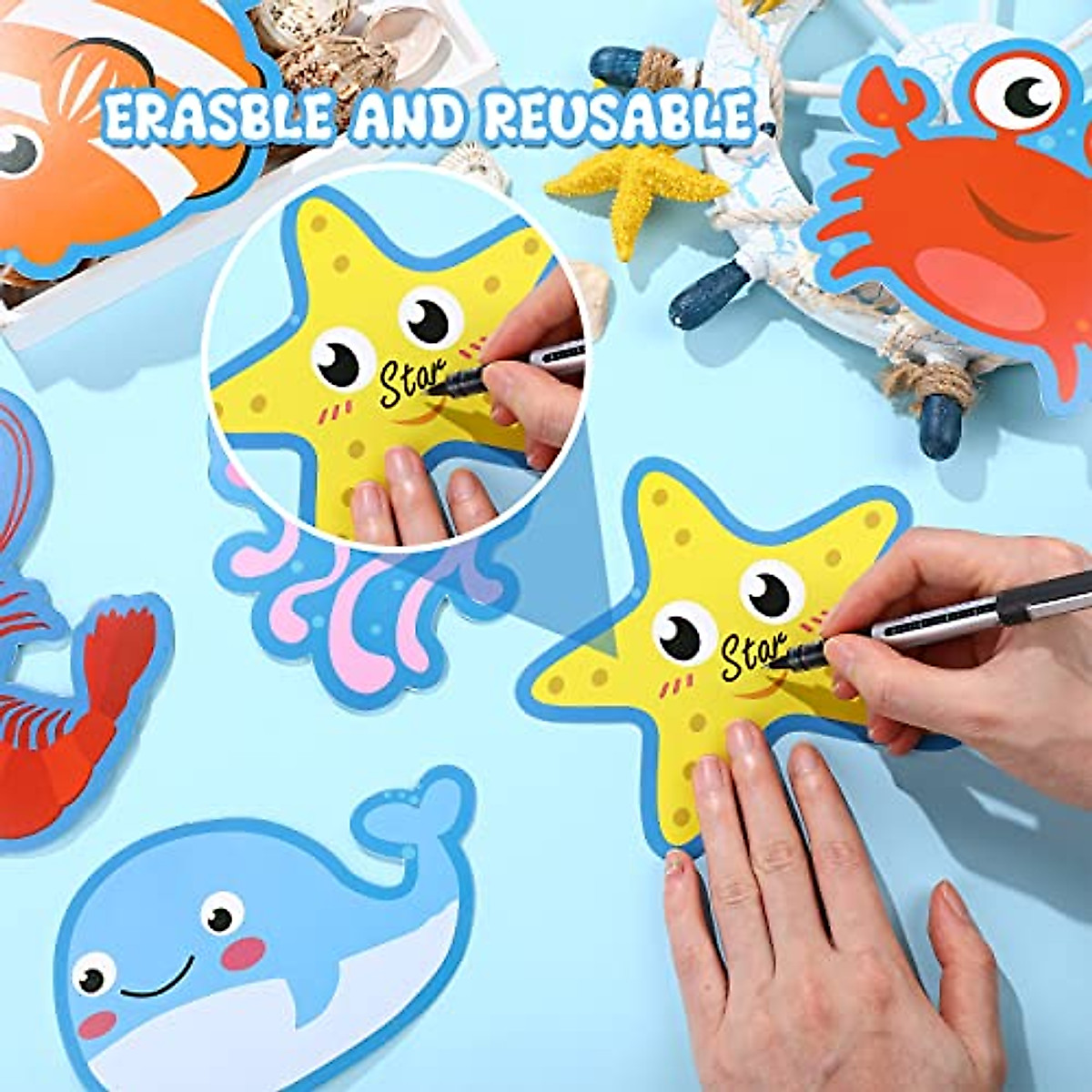 45 Pieces Ocean Sea Animal Creature Cutouts with Glue Point Dots Under The Sea Classroom Party Decorations for Classroom Bulletin Board Ocean Themed Birthday Party Supplies