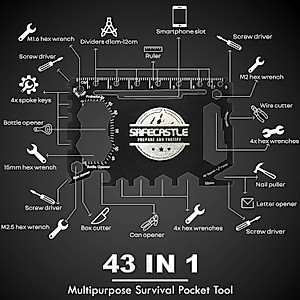Bundle of 1 Geiger Counter Nuclear Radiation Detector-FNIRSI Radiation Dosimeter with LCD Display, Portable Handheld Beta Gamma X-ray Rechargeable and Safecastle Multipurpose Toolkit Card