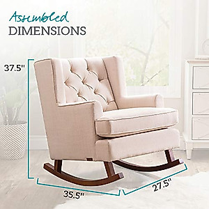 Abbyson Living Thatcher Fabric Rocking Chair - Nursery, Linen Upholstery, Cushioned, Wood Framed Rocker, Beige