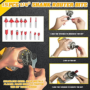 800W Cordless Wood Router Compatible With Dewalt 20V Battery,byczone 30000RPM Brushless Motor Router Attach 12PCS 1/4" Router Bits,6 Speeds Hand Trim Router,(NO Battery)
