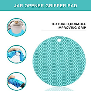 Jar Opener for Weak Hands, Seniors with Arthritis, 5 in 1 Multi Function Bottle Opener Lid Opener For Arthritic Hands with Non Slip Rubber Jar opener Gripper Pad(3-piece set, Blue)