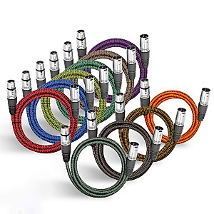 BIFALE XLR Cable 25ft, Heavy Duty Hybrid Braided XLR Patch Cable 3Pin XLR Male to Female Multi-Colored Microphone Cable Balanced Mic/Snake Cord - 10Pack (TOP Series)