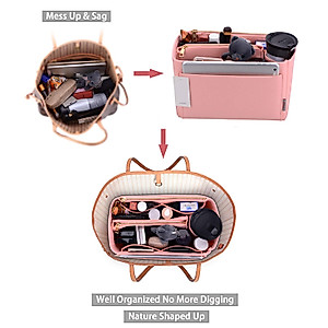 ZTUJO Purse Organizer, Felt Bag Organizer Insert For Speedy, Neverfull, Graceful, Tote, Handbag, Shaper (X-Large, Brush Pink)