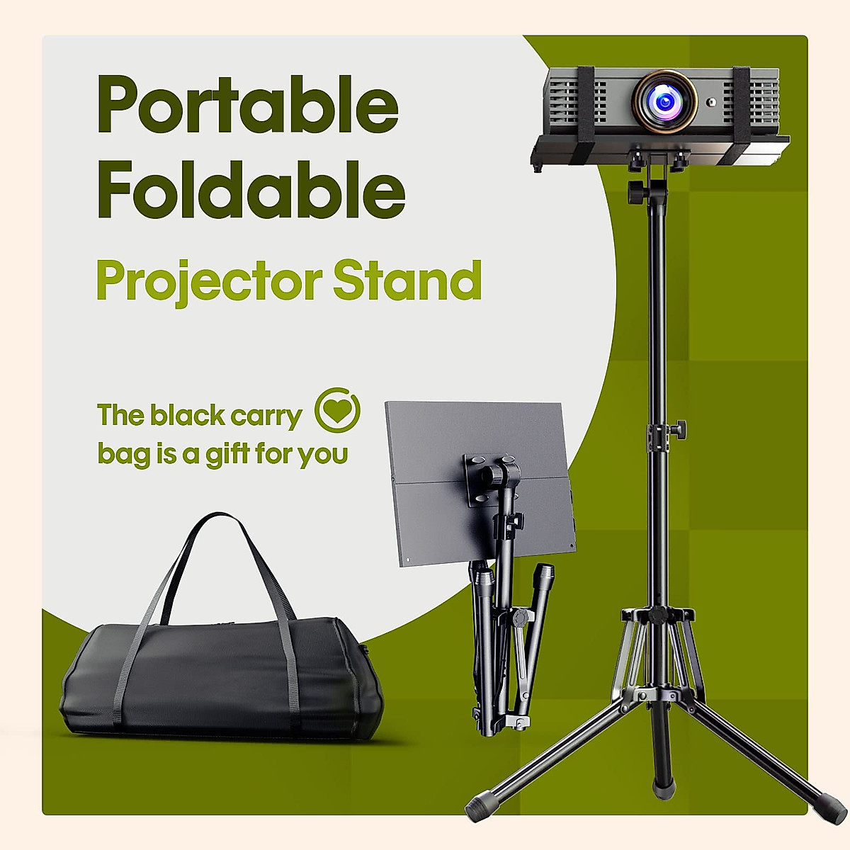 Projector Stand Laptop Tripod Stand - Portable Stand Adjustable Height 20 to 60 Inch, Projector Stand with Gooseneck Phone Holder ＆ Mouse Tray, Laptop Floor Stand for Podium, Home, Studio, DJ Racks