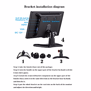 KALESMART 10.1 inch 1280x800 Rimless HDMI Monitor with VGA/HDMI Ports Built-in Speaker for Raspberry Pi Home Security CCTV PC Display