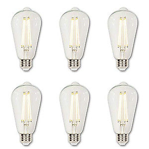 Westinghouse 4518320 6.5 Watt (60 Watt Equivalent) ST20 Dimmable Clear Filament LED Light Bulb, Medium Base, 6-Pack