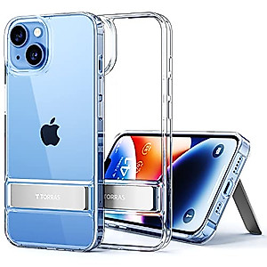 TORRAS MoonClimber for iPhone 14 Case for iPhone 13 Case, [3 Stand Ways] [Non-Yellowing & Military Grade Shockproof] Protective Slim Hard Clear Phone Case with Stand 6.1'' 2022, Crystal Clear