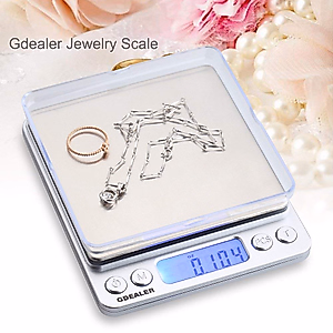 GDEALER Food Scale, 0.001oz/0.01g Precise Digital Kitchen Scale Gram Scales Weight Food Coffee Scale Digital Scales for Cooking Baking Stainless Steel Back-lit LCD Display Pocket Small Scale, Silver