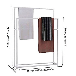 -Shelf Balcony Bathroom Freestanding Towel Rack,Metal Bathroom Towel Holder Stand Floor,Rust-Proof Towel Hanger Stand for Kitchen,Outdoor Pool,Indoor/White/65 * 20 * 110Cm