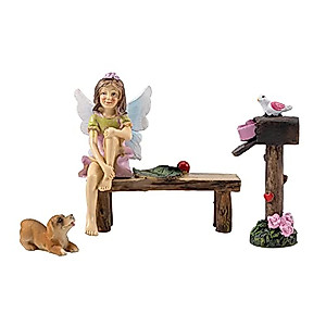 Fairy Garden Accessories Kit Fairy Garden Miniatures Fairies for Fairy Garden Outdoor Mini Fairy Garden Accessories Fairy Garden Mailbox with Miniature Bench and Mini Dogs