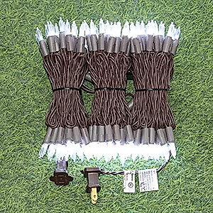 JinBest 150 LED Cool White Christmas Lights, Commercial Grade Decorator Lights Brown Wire 50 Ft, for Indoor and Outdoor Party, Garden, Patio.