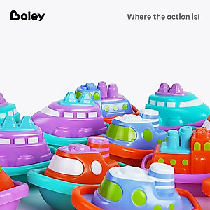 Boley Boats Bathtub Toys - 12 Pk Kids Bath Toys for Toddlers Ages 3+