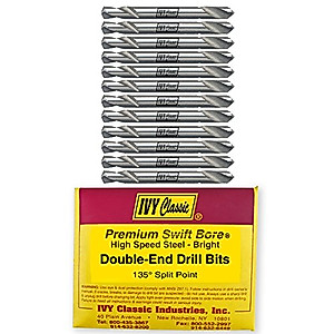 IVY Classic 01708 1/8-Inch x 2-Inch Double-End Drill Bit, M2 High-Speed Steel, 135-Degree Split Point, 12-Pack
