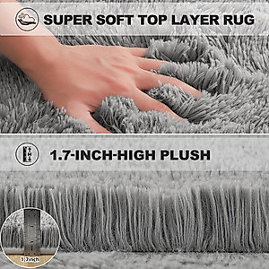 HQAYW 8x10 Area Rug for Living Room Large Fluffy Bedroom Rugs Ultra Soft Shaggy Carpet for Kids Girls Room Non-Slip Fuzzy Dorm Rugs Comfy Home Decor Floor Carpets, Grey