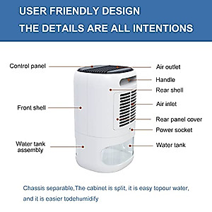 Dehumidifier And Air Purifier Combo，Depulat Small Dehumidifiers For Home Quiet With Auto Shut Off, Dehumidifiers for Bedroom (270 sq. ft), Bathroom, RV, Closet