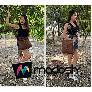 Madosh, Women's Leather Crossbody Bag Handmade Shoulder Vintage Style Brown Sling Handbag Purse