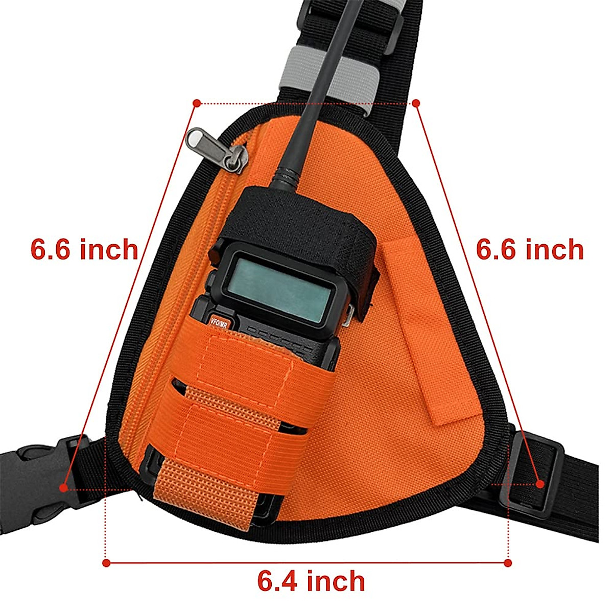 LSENG Radio Chest Harness Shoulder Radio Holster Chest Pack Adjustable Single Radio Pouch Two-Way Radio Holster for Motorola Radios and BAOFENG Walkie Talkies etc. (Orange)