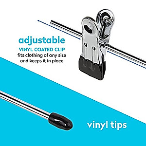 Richards Homewares Stackable Skirt and Slack Hanger, 4-Piece Set, Black Vinyl Coated Steel Chrome Adjustable Clips