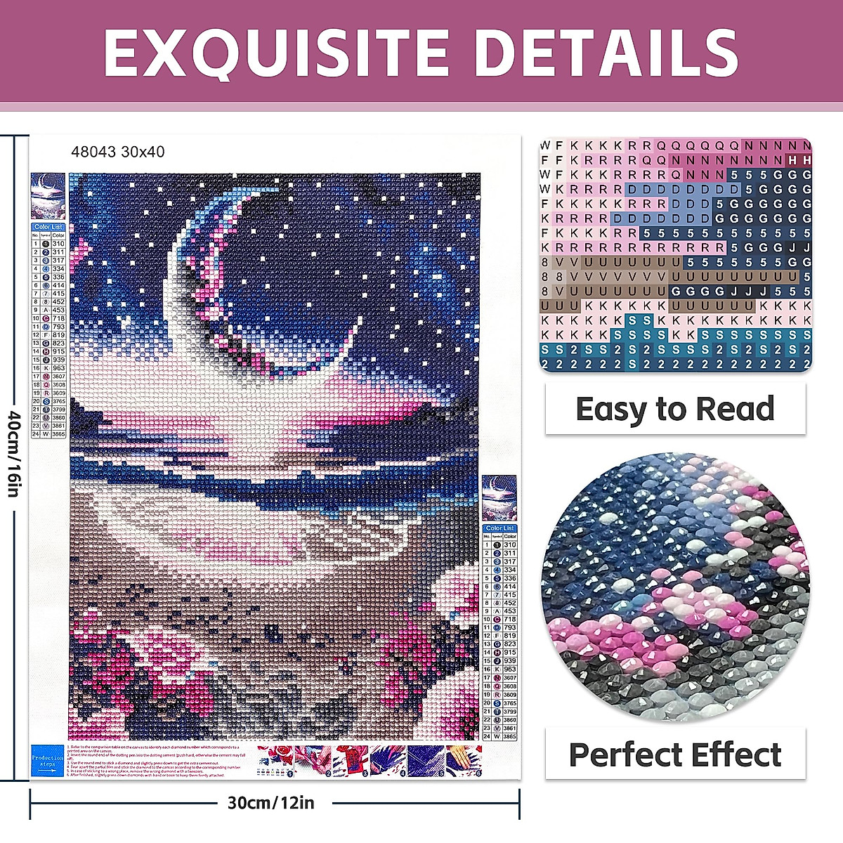 Buewutiry Moon Beach Diamond Painting Kits for Adults - 12x16 Inch Full Drill Diamond Art Kits for Adults Beginner - DIY 5D Diamond Dots Painting Craft for Home Wall Decor Gift (Moon Beach)