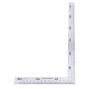 Bettomshin 1Pc L Shaped Ruler, 150x300mm Stainless Steel Straight Edge Ruler, 90 Degree Square Layout Tool, Thicken Right Angle Ruler Measuring Gauge for Carpenter Engineer, Random Font Color