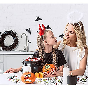 36 Pack Halloween Pumpkin Decorating Stickers Mini Make 36 Small Pumpkin Face Stickers for Halloween Kids Toddlers Party Favors Halloween Treats Stickers Gifts 18 Sheets