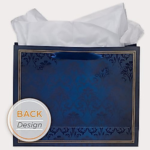 Christian Art Gifts Decorative Landscape Gift Bag w/Card & Tissue Paper Set for Men, Women & Grads: I Know the Plans - Jeremiah 29:11 Inspirational Bible Verse for Graduations, Navy Blue w/Gold, Large