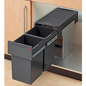 Hafele Trash Can Pull Out - Hailo Easy Cargo 30, 2 x 4 Gallons Capacity, 88 lbs Weight Capacity