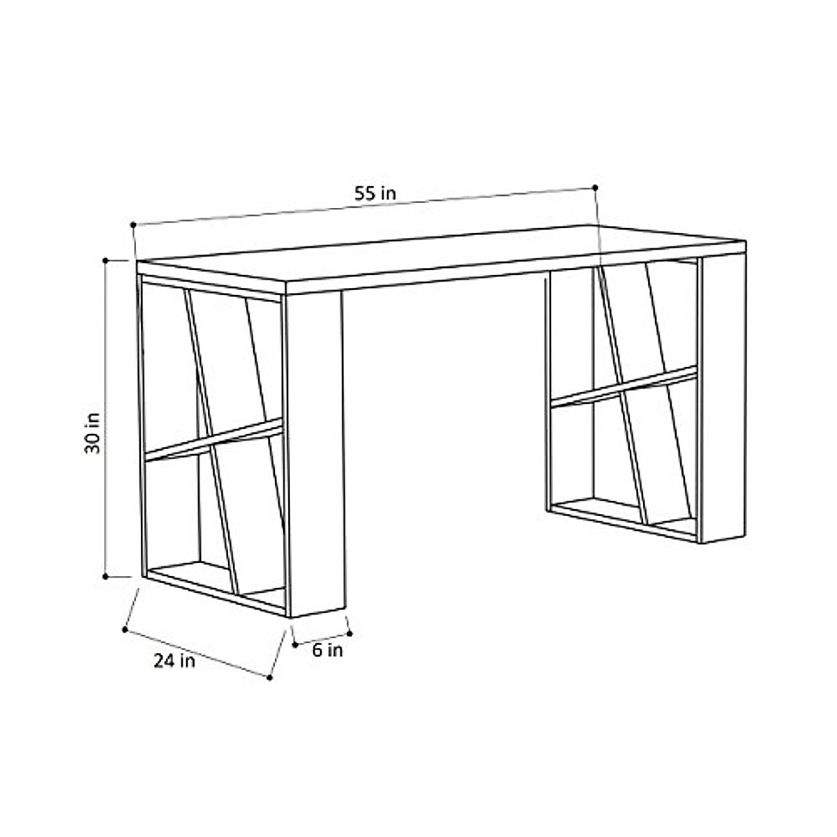 Ada Home Decor Brian Modern White & Oak Desk 29.53'' H x 55.12'' W x 23.62'' D/Office Desk/Computer Desk