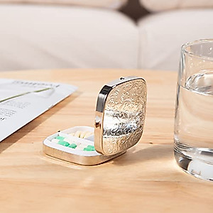 Portable Mini Metal Travel Medicine Box/3 Compartments (Square silver)