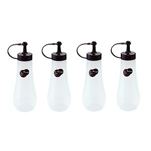 JapanBargain 3272, Set of 4 Japanese Squeeze Bottle Squirt Condiment Bottle Oil Bottle Soy Sauce Dispenser for Kitchen, Made in Japan, 12oz