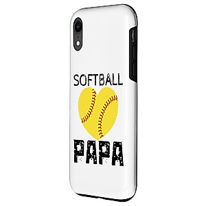 iPhone XR Softball Papa For Men Family Matching Yellow Softball Papa Case
