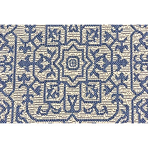 Unique Loom Outdoor Botanical Collection Area Rug - Allover (2' 2" x 3' 1" Rectangle, Beige and Blue/ Blue)