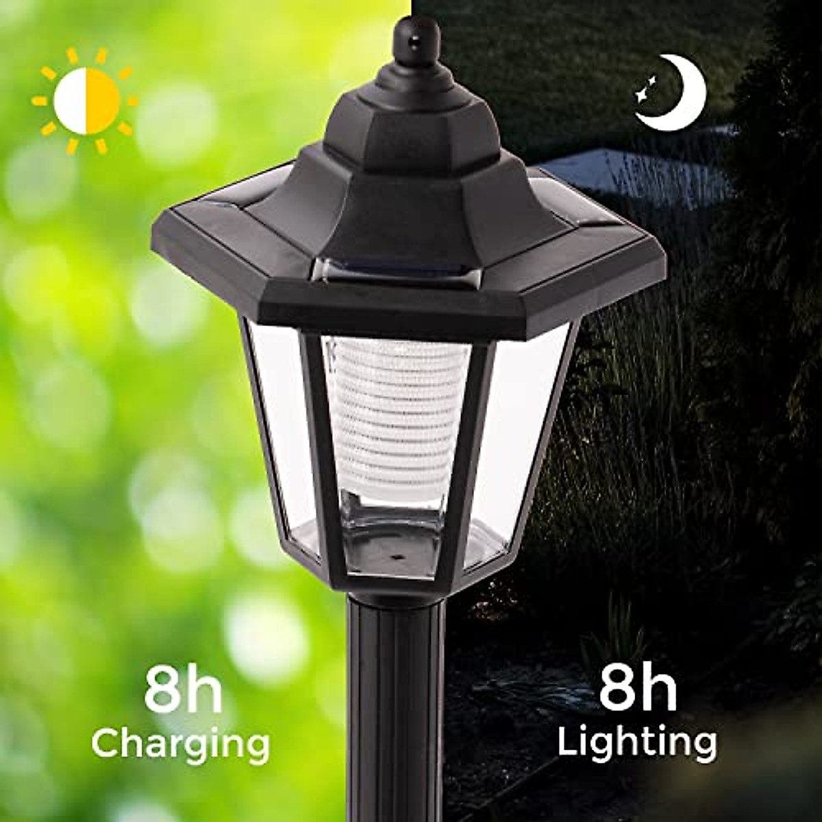 LAUREL CANYON 4 Pack Solar Pathway Lights, LED Bulbs Solar Walkway Lights Auto On/Off, Outdoor Landscape Lights for Garden, Lawn, Path, Yard Black