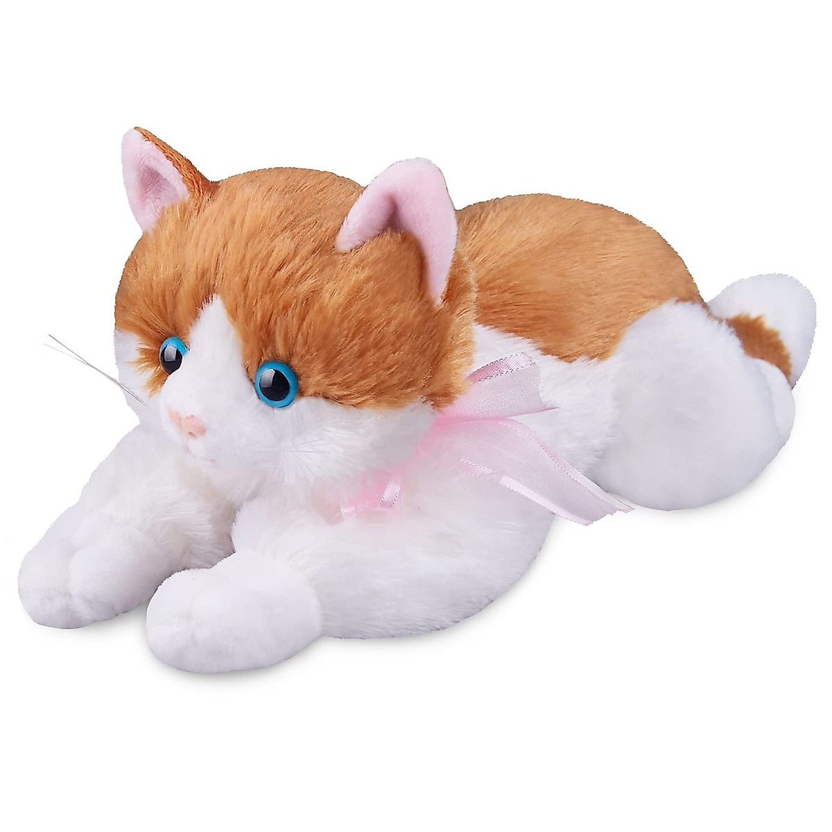 HCdoujoy Yellow Stuffed Animal Cat Plush Toy, Realistic Cuddly Kitten Pet Kitty Soft Small Cat, Birthday Christmas Children's Day Gift for Boy Girl Age 3+