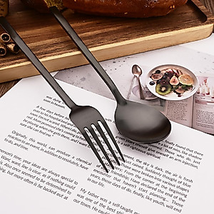 Uniturcky 16 Pcs Modern Silverware Flatware Sets, Stainless Steel Cutlery Set for 4, Forks Spoons and Knives Set for Home kitchen Restaurant, Square Handle Utensils, Matte Black