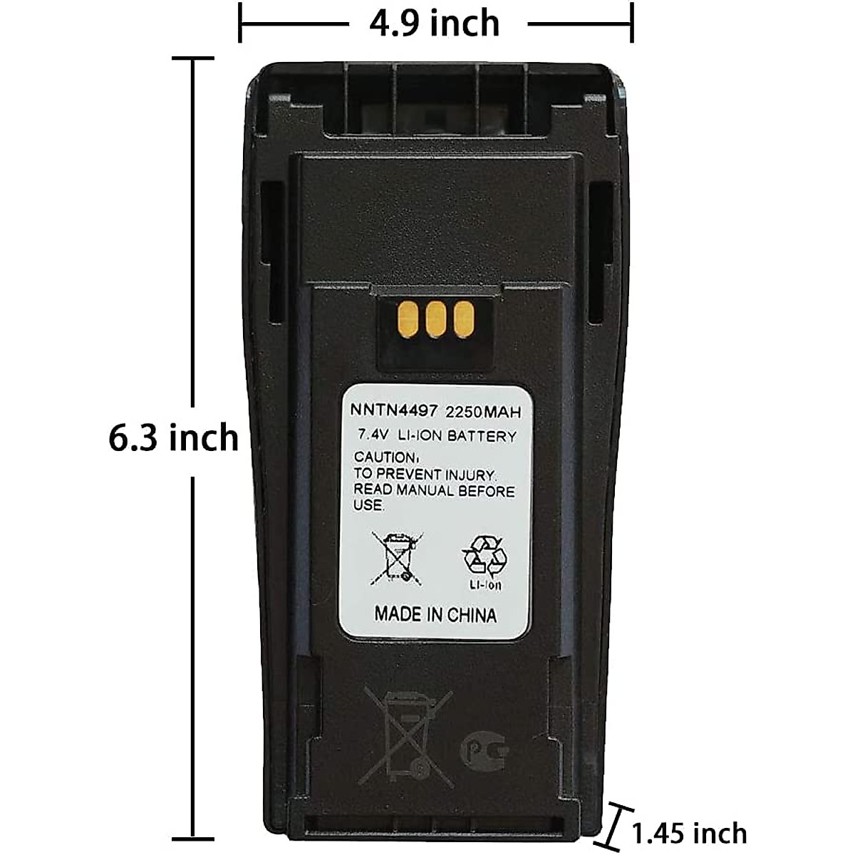Teseko NNTN4497CR NNTN4497DR NNTN4496 7.4V 2250mAh Li-ion Battery for Motorola CP040 CP140 CP150 CP160 CP180 CP200 CP200D CP250 CP380 PR400 EP450 EP450S DEP450 GP3688 GP3188 with Belt Clip