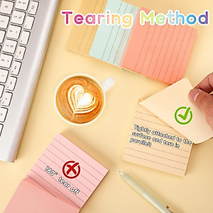 EOOUT 8 Pads Lined Sticky Notes, 3x3 Inches Self-Stick Note Pads, 100 Sheets/Pad, Super Adhesive Memo Pads, Morandi Colors Lined Sticky Notes for Study, Works, and Daily Life
