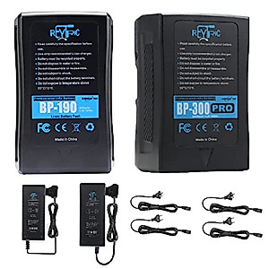 REYTRIC 190Wh and 300Wh V Mount/V-Lock Battery Series with Two D-Tap Charger 13400mAh and 20400mAh