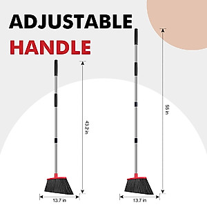 Heavy Duty Broom, 55 Inch Long Handle Outdoor Large Angle Brooms, Commercial Broom for Sweeping Indoor, for Home Garage Kitchen Office Courtyard Lobby Patio Lawn Concrete