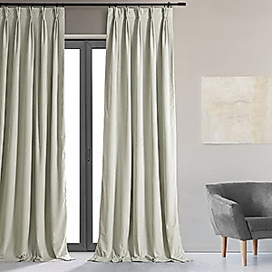 HPD Half Price Drapes Velvet Blackout Curtains For Living Room 25 X 108 Signature Pleated, VPCH-110602-108-FP, Porcelain White