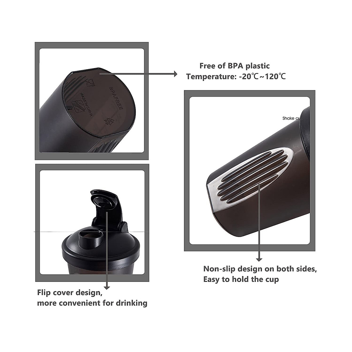 ANNAKIKI Shaker Bottle Protein Shakes and 16-Ounce/400ML Shaker Bottle with Wire Whisk Balls,Free of BPA plastic (Orange+Green(2PCS))