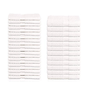 24 Pack Jmr Premium White Cotton Washcloths 12x12 Soft Absorbent Face Towels, Bath, Spa, Gym Use