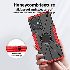 Military Case for OnePlus Nord N20 Tough Rugged Dual Layer Case Hybrid Cover with 360°Ring Holder Kickstand for OnePlus Nord N20