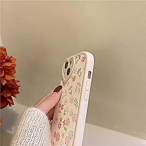 Ownest Compatible for iPhone 13 Case with Cute Flowers Floral Pattern for Women Girls Soft Silicone Love Lens Protection Case for iPhone 13 [Not Fit iPhone 13 Pro]-White