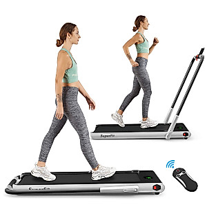Goplus 2 in 1 Folding Treadmill, 2.25HP Under Desk Electric Superfit Treadmill, Installation-Free with APP Control, Remote Control, Bluetooth Speaker and LED Display, Jogging Walking for Home/Office