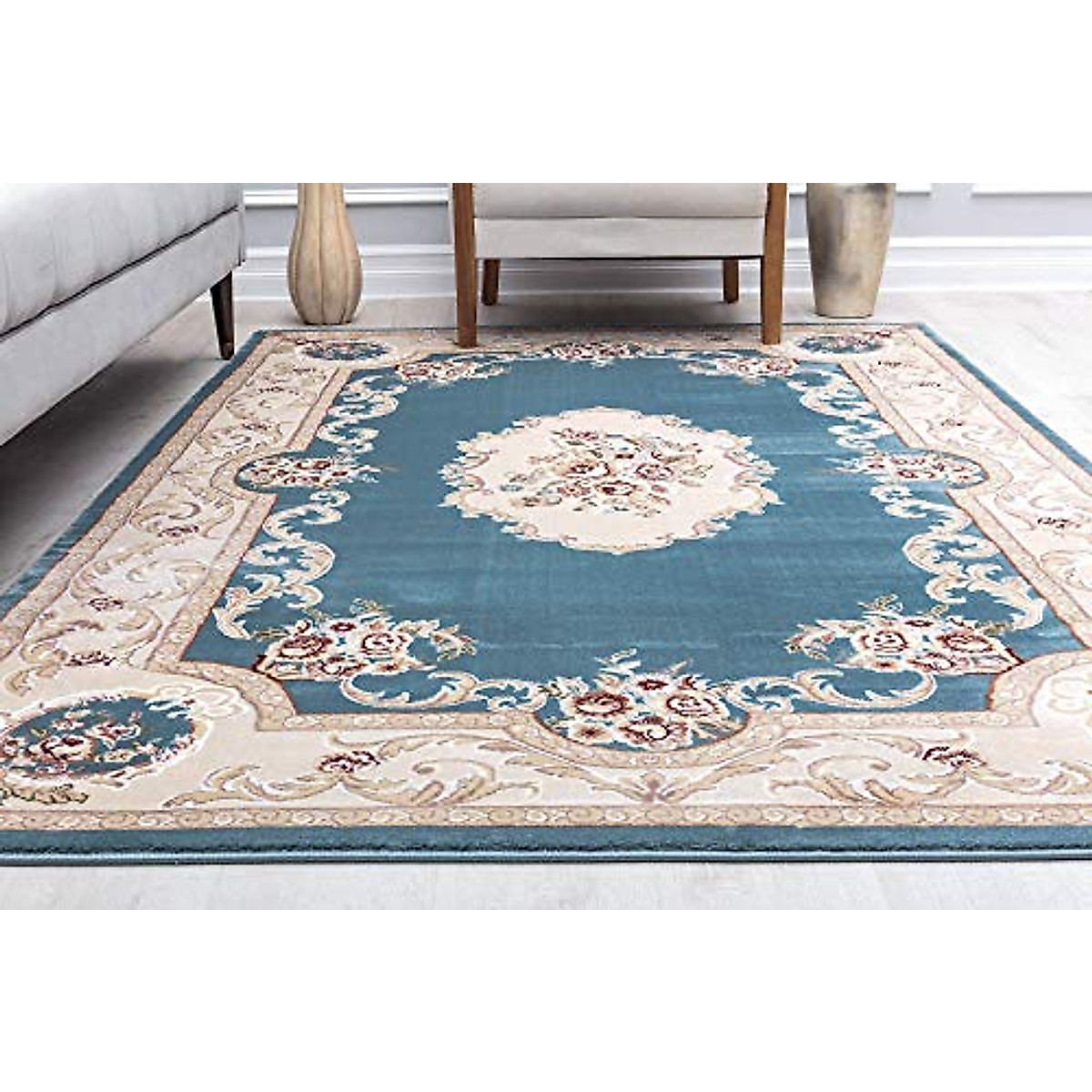 Rugs America Century Centurion CY10A Aubusson Blue Transitional Vintage Area Rug, 2'0"x4'0"